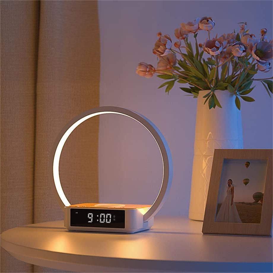 Touch Bedside Lamp with Alarm Clock and Fast Wireless Charging – Unique